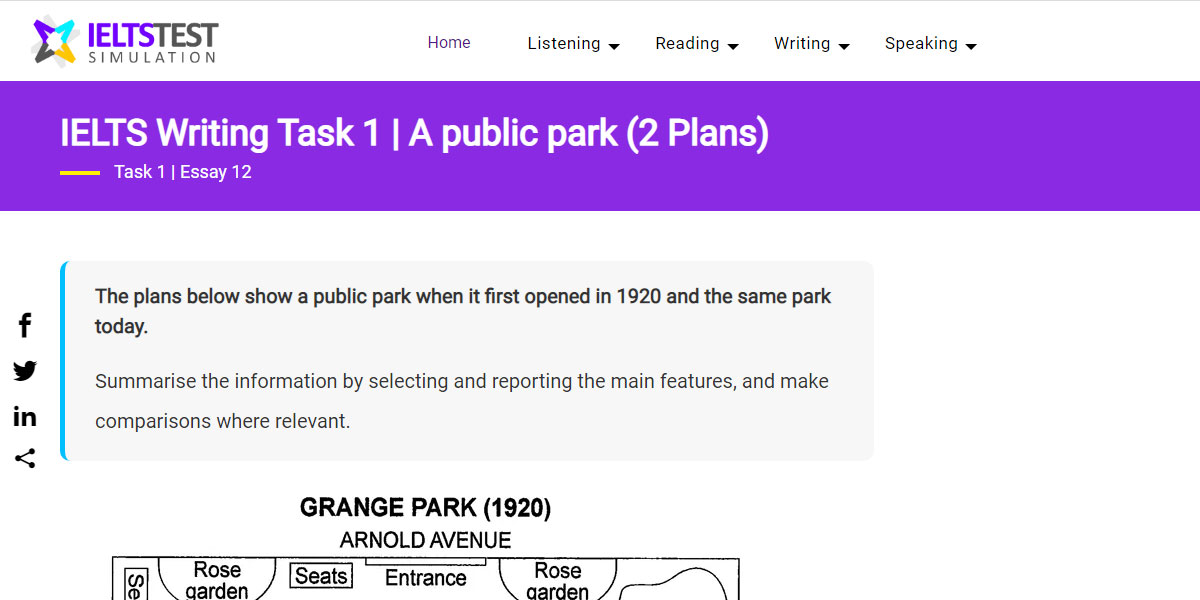 IELTS Writing Task 1 | A public park (2 Plans)