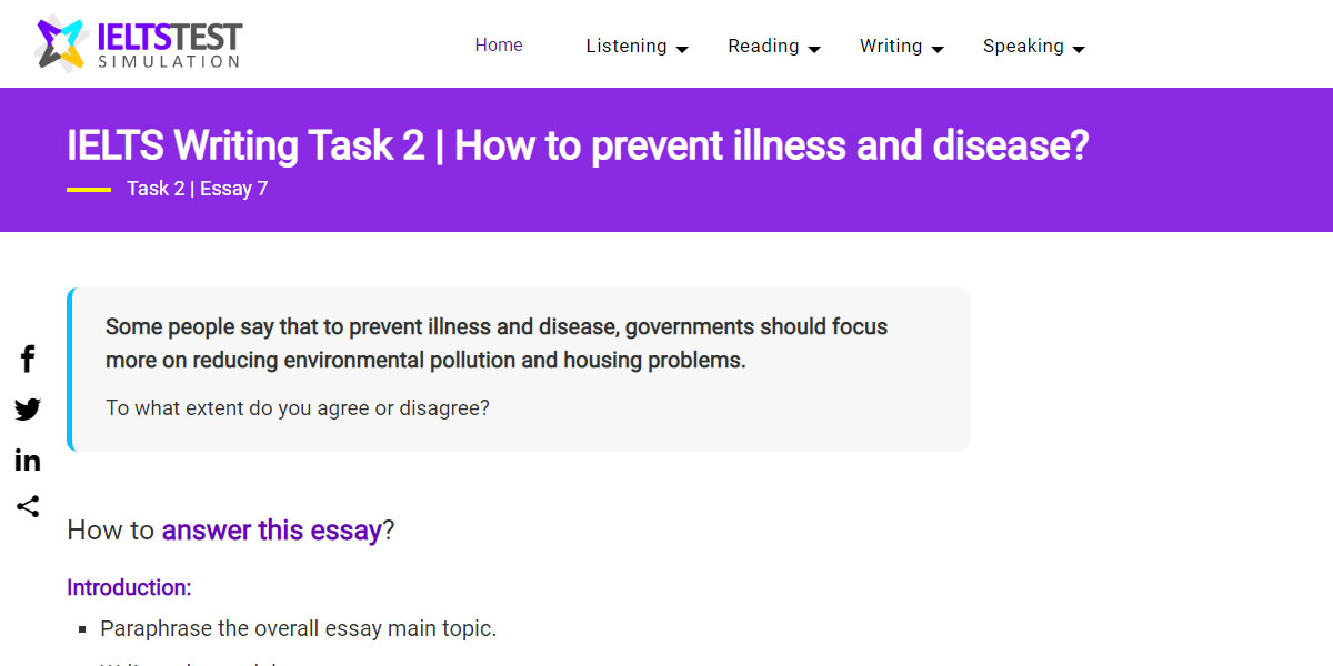 IELTS Writing Task 2 | How to prevent illness and disease?