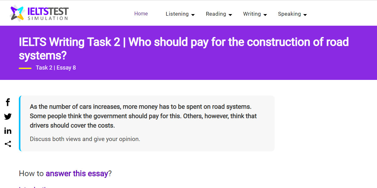 IELTS Writing Task 2 | Who should pay for the construction of road systems?
