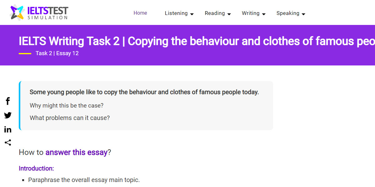 IELTS Writing Task 2 | Copying the behaviour and clothes of famous people