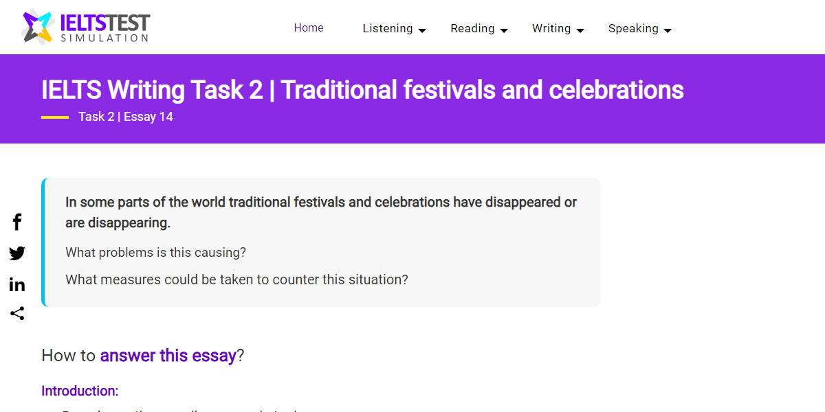 IELTS Writing Task 2 | Traditional festivals and celebrations