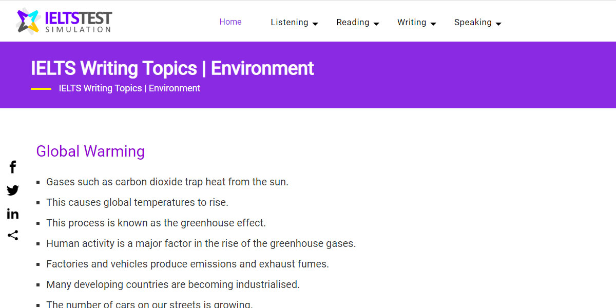 IELTS Writing Topics | Environment