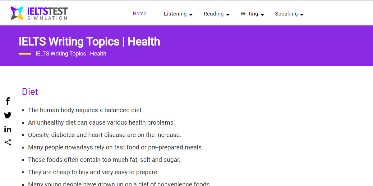 IELTS Writing Topics | Health