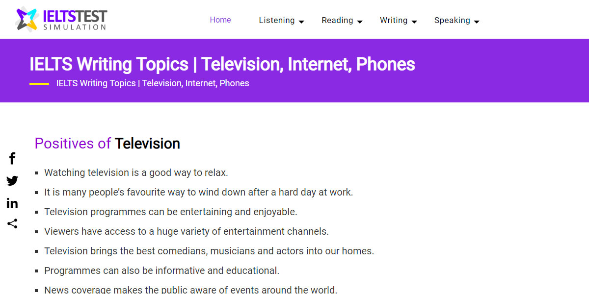 IELTS Writing Topics | Television, Internet, Phones
