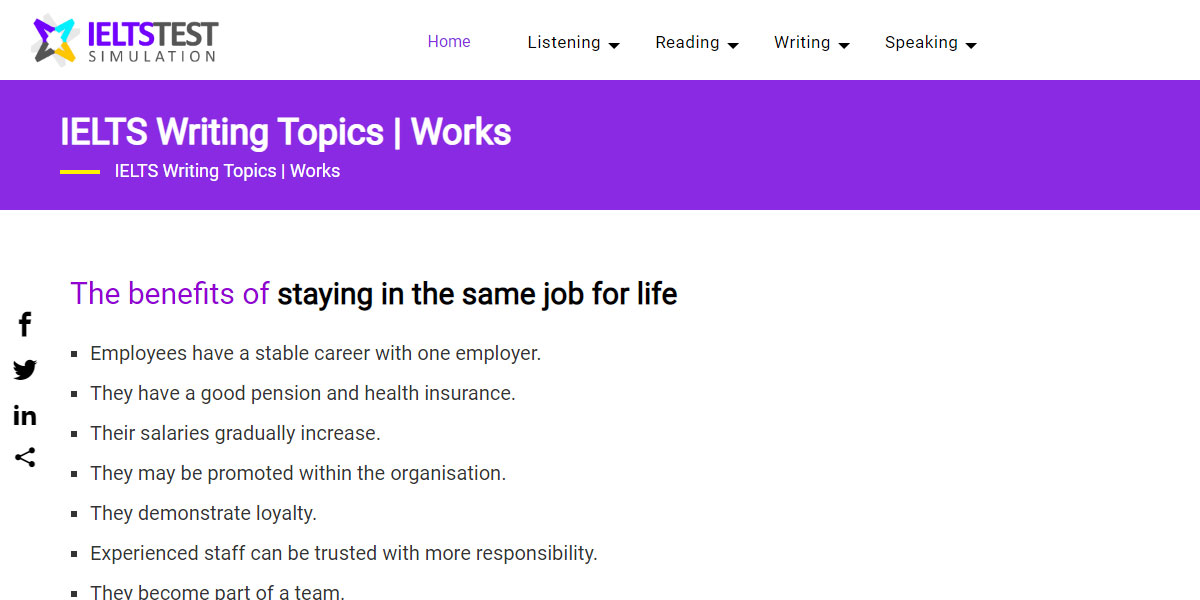 IELTS Writing Topics | Works