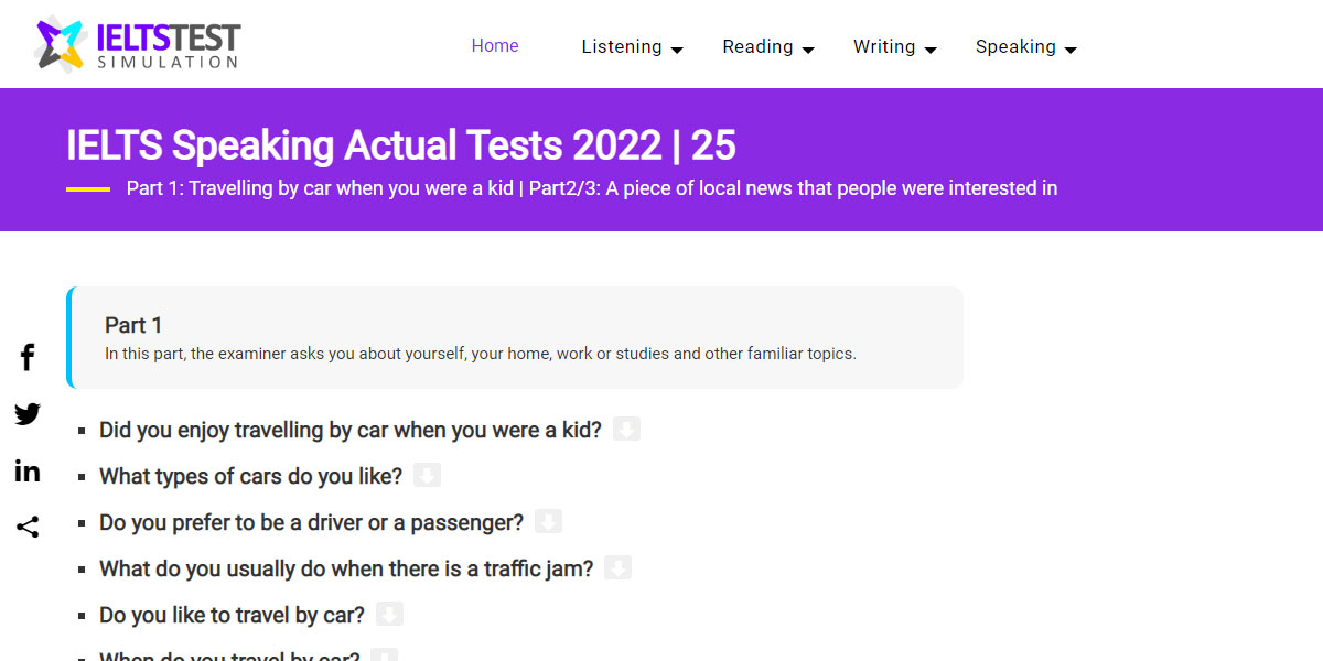 IELTS Speaking Actual Tests 2022 | 25