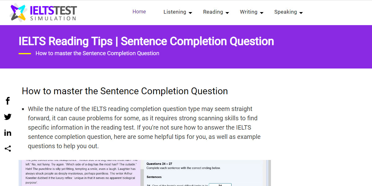 IELTS Reading Tips | Sentence Completion Question
