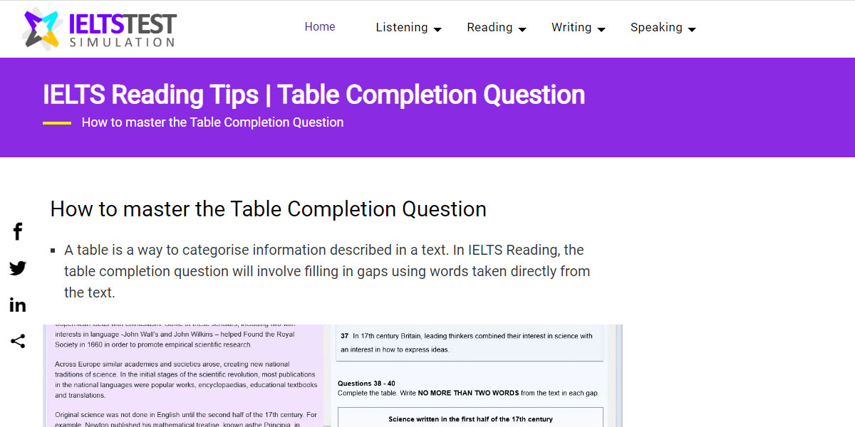 IELTS Reading Tips | Table Completion Question